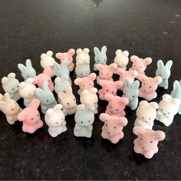 Other | Vintage Miniature Flocked Pastel Bunny Rabbits Lot Of 35 | Poshmark